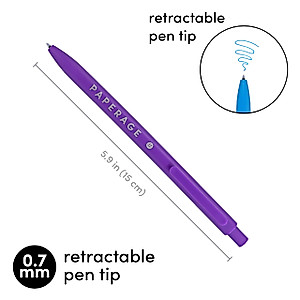 PAPERAGE Gel Pen With Retractable Extra Fine Point (0.5mm), 20 Colored Pen Set for Bullet Style Journals, Notebooks, Planners, Calendars, Notes & Drawing, Use at Home, Office, School, Crafts