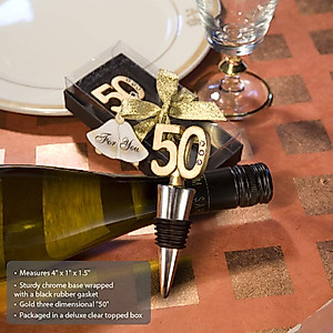 FASHIONCRAFT 50th Anniversary Wine Bottle Stopper Favors, Pack of 1