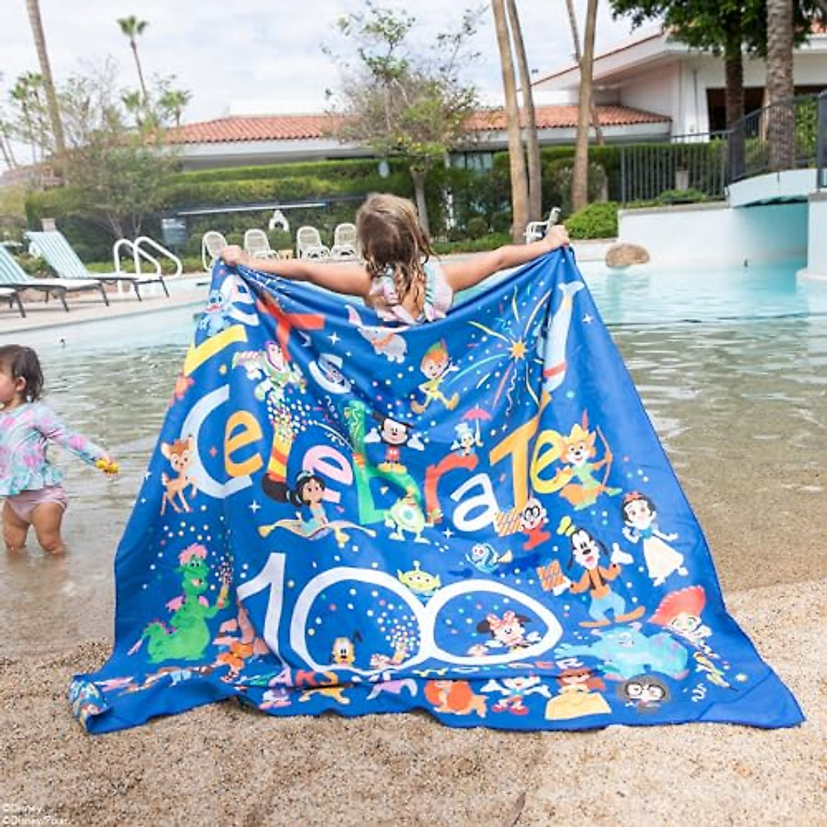 Bumkins Disney Throw Blanket Towel, Baby Toddler and Kids, Travel, Beach, Picnic, Outdoor Indoor Play, Soft, Lightweight, Microfiber Resists Sand and Debris, Reversible, 58in x 58in – Celebration
