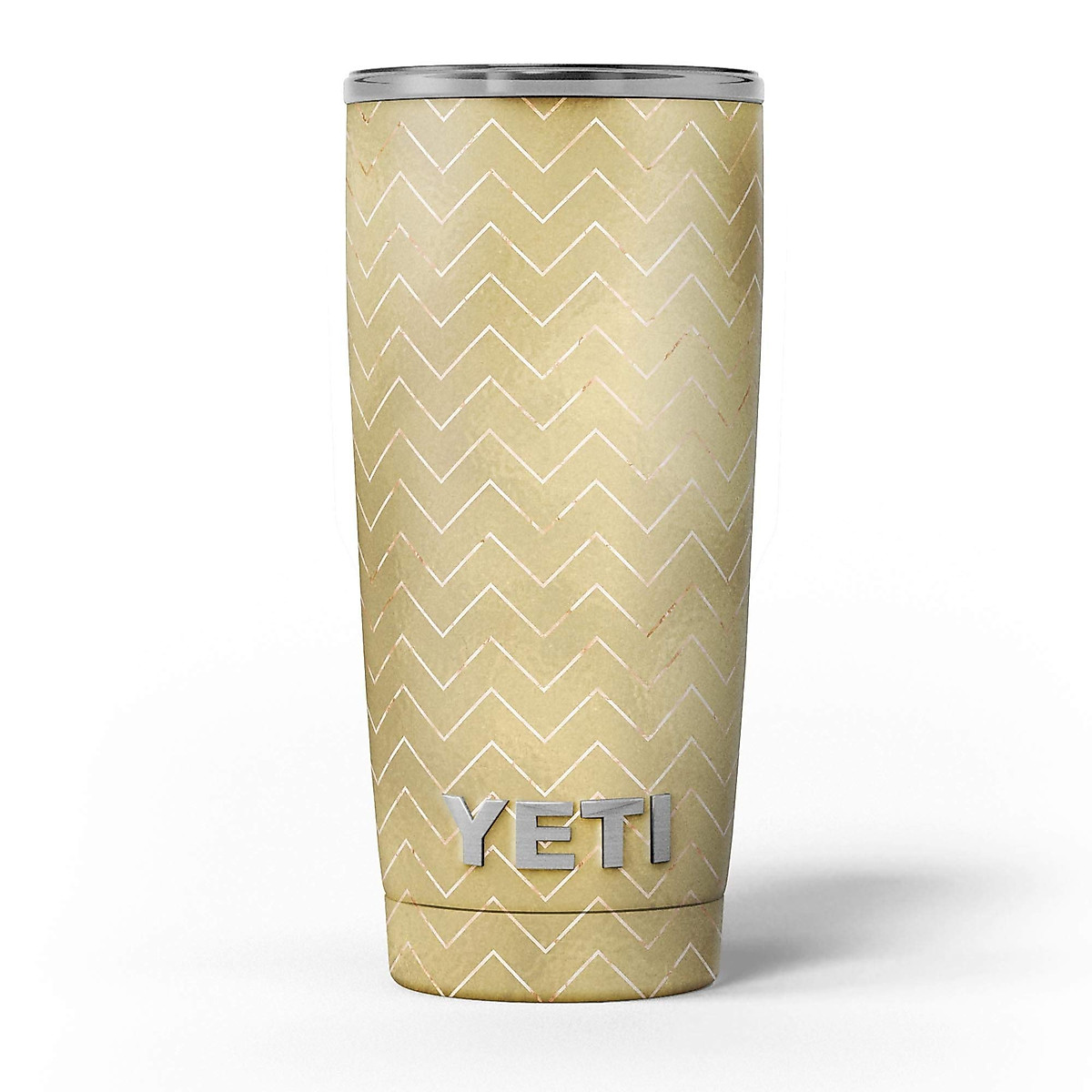 Design Skinz The Golden Surface with White Chevron - Skin Decal Vinyl Wrap Kit Compatible with The Yeti Rambler Cooler Tumbler Cups