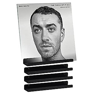 Hudson Hi-Fi Floating Vinyl Shelves - Vinyl Record Wall Shelves for Quick Access & Safekeeping - 4-Pack Black Satin Wall Shelves & Record Storage Wall - Minimalist Album Mount for Wall