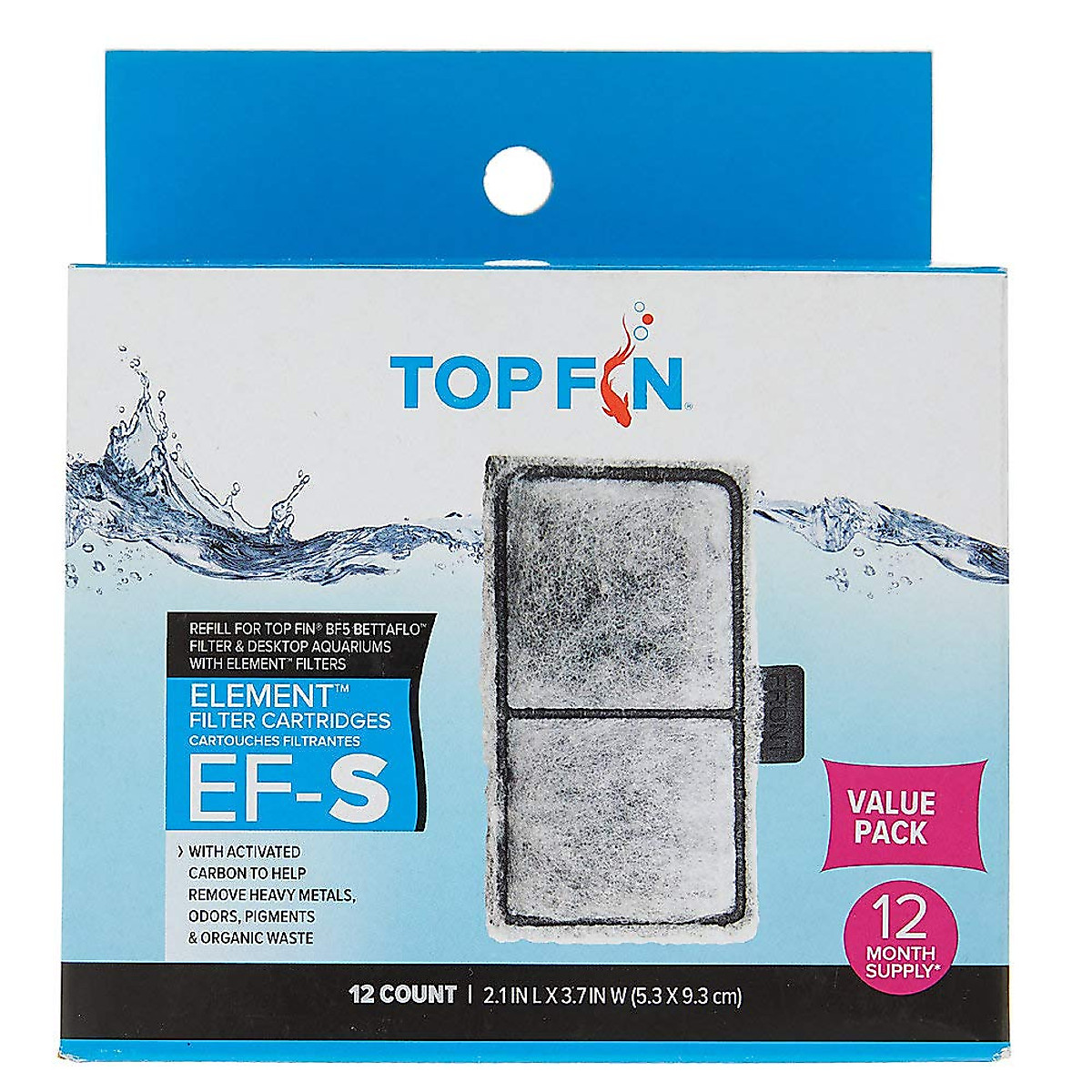 Top Fin EF-S Element Filter Cartridge Value Pack 12 Month Supply 2.1 in X 3.7 in