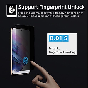 Amleute 【3+1 Pack】 Samsung Galaxy S22 Privacy Screen Protector,9H Tempered Glass【 Support Fingerprint Unlock 】 Anti-Spy Film Compatible for S22 5G