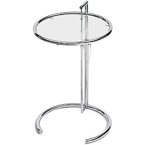First of a Kind Side End Table with Glass for Living Room Study Lounge Office - Eileen Side Table, Height Adjustable Glass Side Table