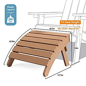 MXIMU Folding Adirondack Ottoman, Plastic Adirondack Footstool, Premium All Weather Ottoman for Adirondack Chairs, Wide Use in Backyard, Garden, Lawn, Porch, Poolside (Teak)