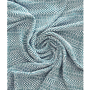 Farmhouse Throws Blanket with Fringe for Chair,Couch,Picnic,Camping, Beach,Throws for Couch,Everyday Use, Cotton Throw Blanket with Super Soft and Excellent Handfeel 50 x 60 -Teal White