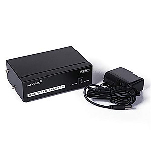 AuviPal 4-Port (1 Input 4 Output) BNC Video Splitter Box Coaxial Distributor Amplifier for Video Monitoring System CCTV Security Camera