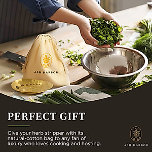 Handmade Brass Herb Stem Stripper – Herb Stripper Tool with 7 Hole Sizes – Shred & Catch Herbs & Greens - 5.5 x 3.5 In. Herb Stripper Bowl-Shaped Herb Cutter Tool – Household Essentials by Ash Harbor