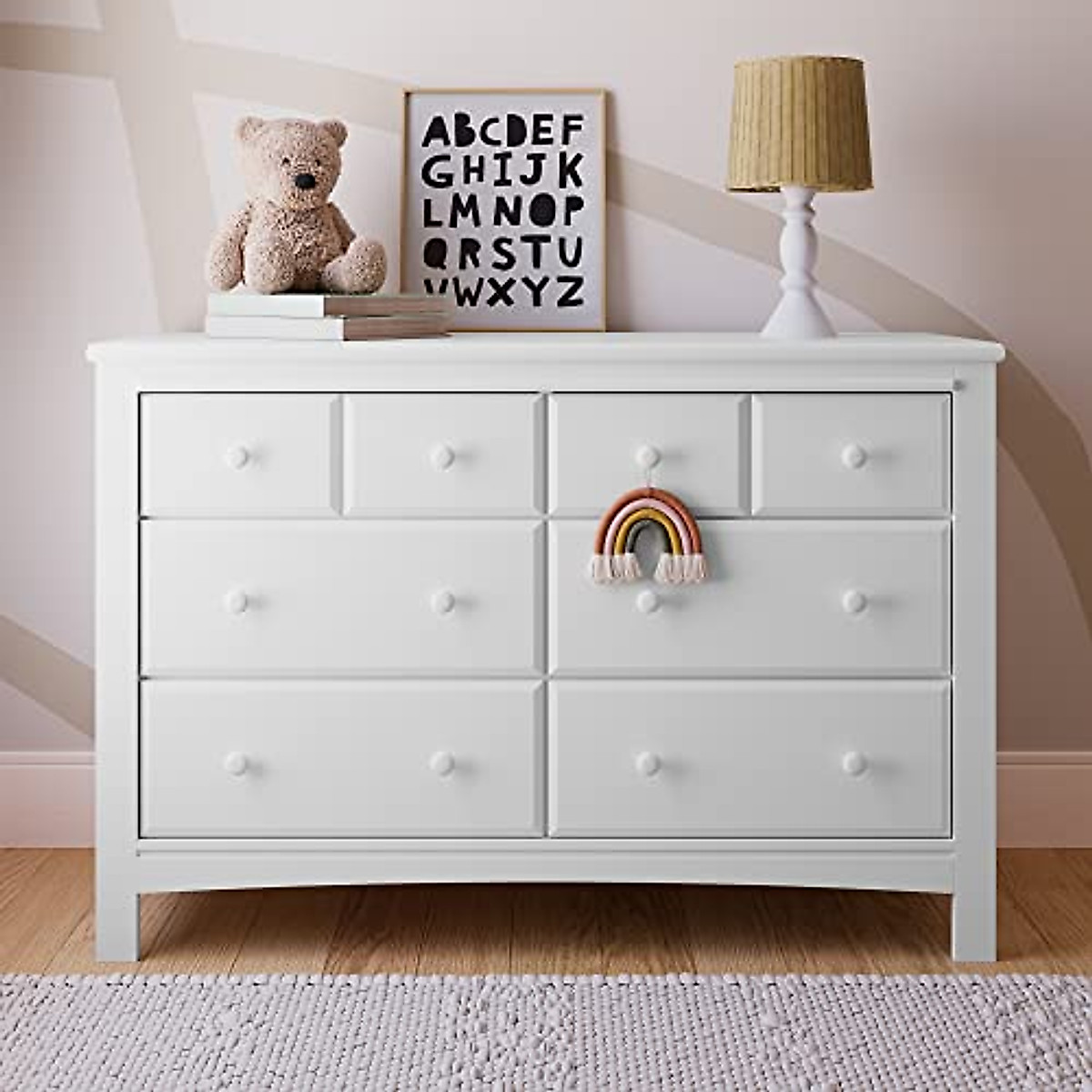 Graco Benton 6 Drawer Double Dresser (White) – Easy New Assembly Process, Universal Design, Durable Steel Hardware and Euro-Glide Drawers with Safety Stops, Coordinates with Any Nursery