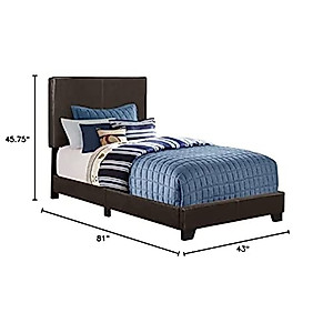 Monarch specialties , Bed, Leather-Look, Dark Brown, Twin