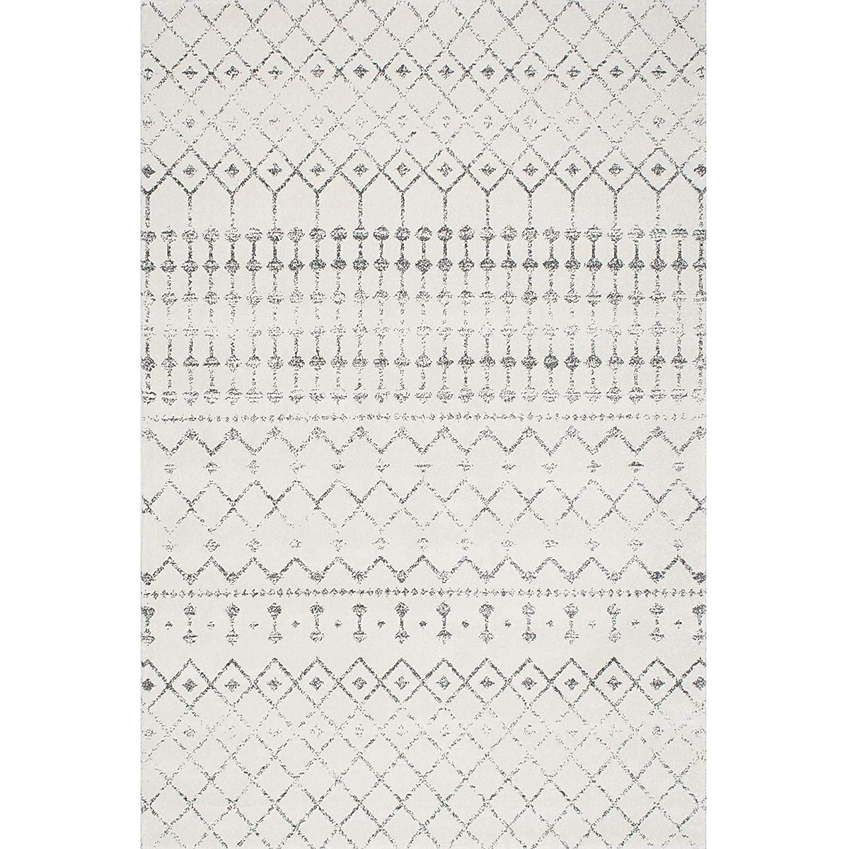 nuLOOM 7x9 Moroccan Blythe Area Rug, Grey, Faded Bohemian Design, Stain Resistant, For Bedroom, Dining Room, Living Room, Hallway, Office, Kitchen, Entryway