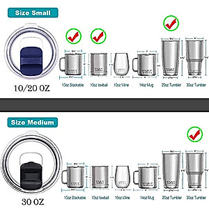 Compatible with YETI Rambler, Ozark Trail, Old Style Rtic, and More - Magnetic Slider Switch Spill Proof Tumbler Cover (Navy&Black 10/20oz)2 Count (Pack of 1)