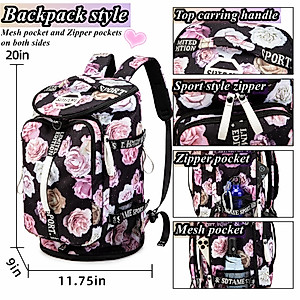 Gym Duffle Bag Backpack with Shoe Compartment,4 ways Travel Backpack for Women and Men,Multi-Functional Weekender Backpack with Waterproof Layer&Laptop Compartment for Fitness, Travel,Camping(Black')