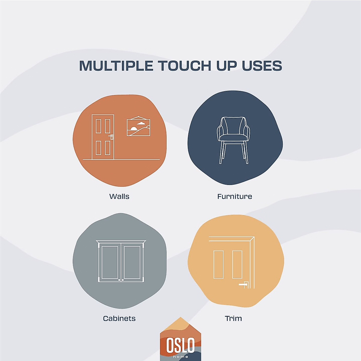 Oslo Home 3 White Color Touch Up Paint Kit – Most Popular Home and Rental Colors with Brush in Bottle - For Repairs, Walls, Trim, Cabinets, Furniture, Shutters and More, Made in USA