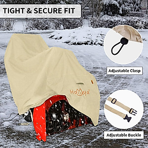 Heavy Duty 600D Oxford Fabric Snow Blower Cover - All Weather Premium Waterproof Dustproof UV Protection - Fit Most Electric Two-Stage Snow Blowers (51.2" L x 33.1" W x 40.2" H)
