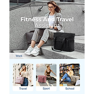 BAGSMART Quilted Tote Bag with Compartments and Yoga Mat Strap, Lightweight Large Shoulder Bag for Travel Work Gym