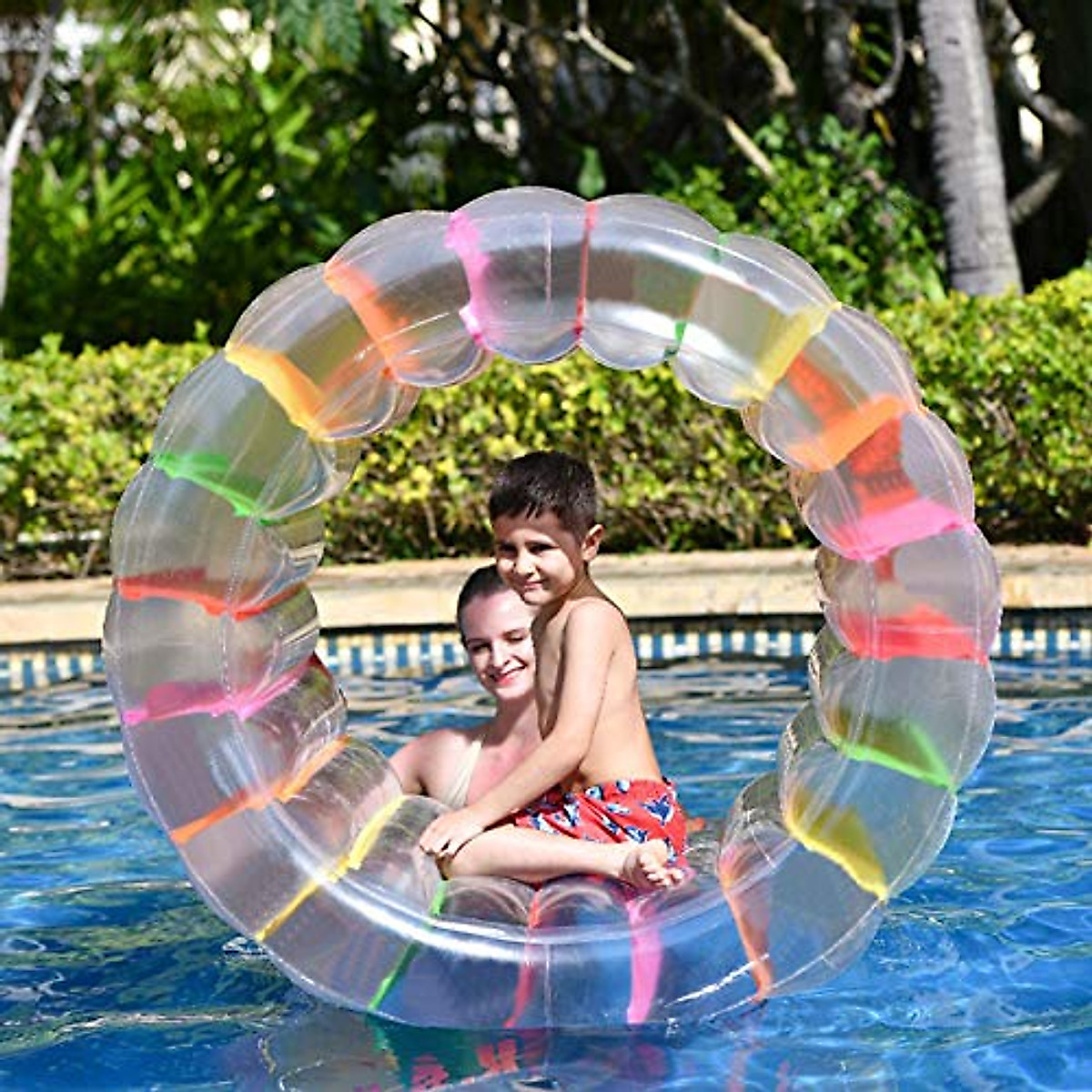 ALLADINBOX Inflatable Roller Float, 40" Colorful Water Wheel, Swimming Pool Rainbow Roller Toy for Kids and Adults Outdoors, Recommended Age 3 Years+