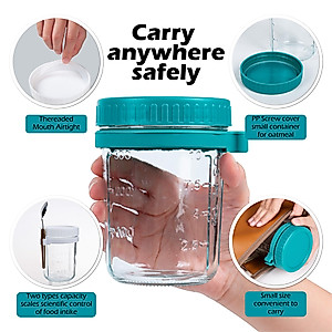 CJWM - 2 Pack 10 Oz Overnight Oats Containers with Lids and Spoon Glass Meal Prep Containers Oats Yogurt and Granola Container To Go Jars Oatmeal Container Leak-Proof