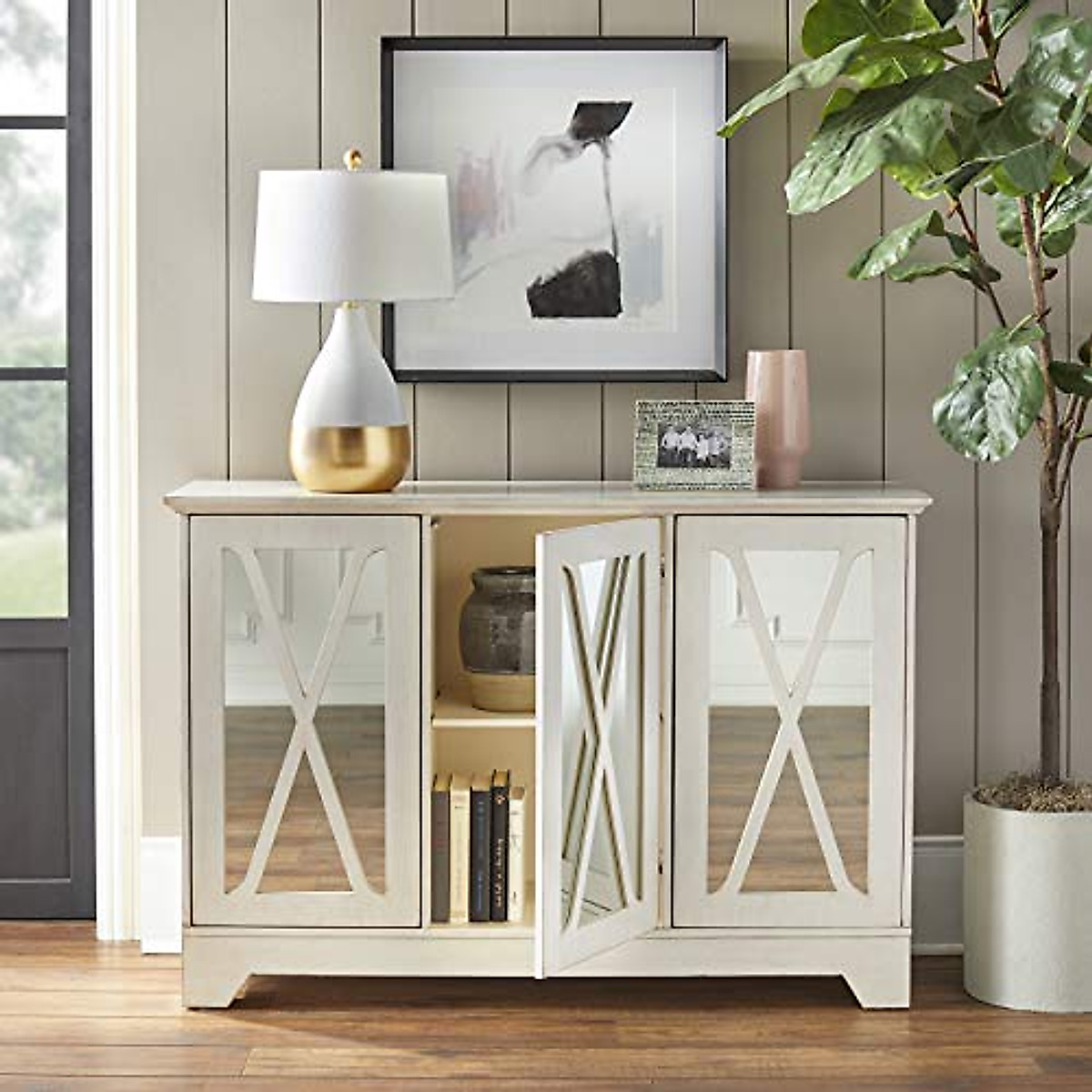 Target Marketing Systems Reflections Buffet/Console with Mirror, White