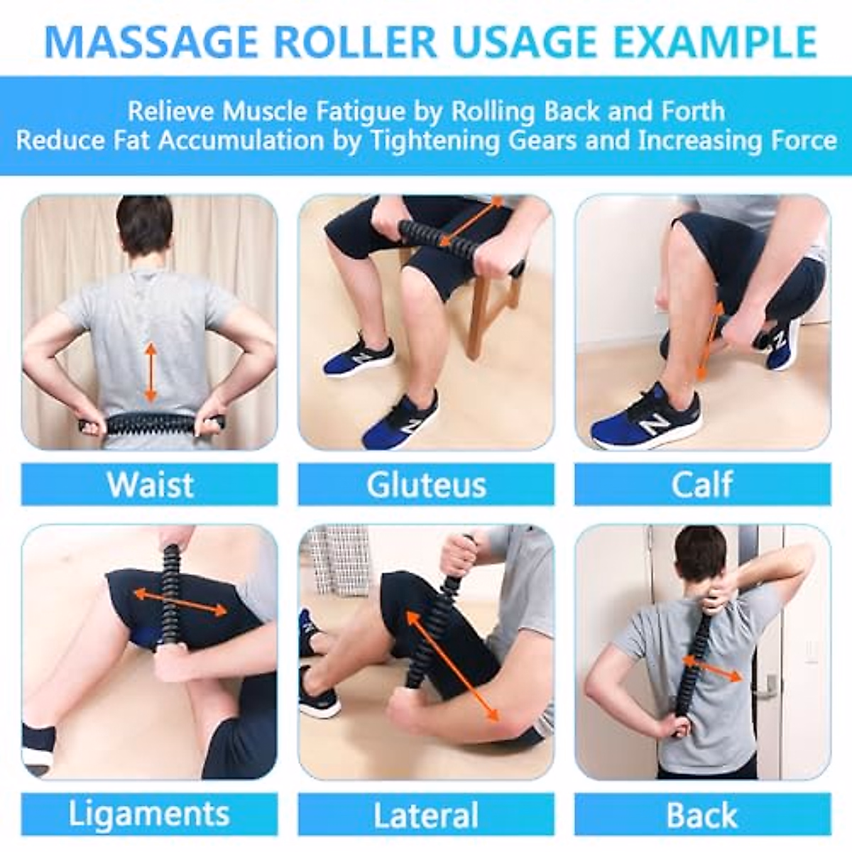 Monfasye Muscle Roller Stick, Yoga Massage Roller Bar Fitness Beauty Tool for Athletes Relief Leg Back Pain (Black)