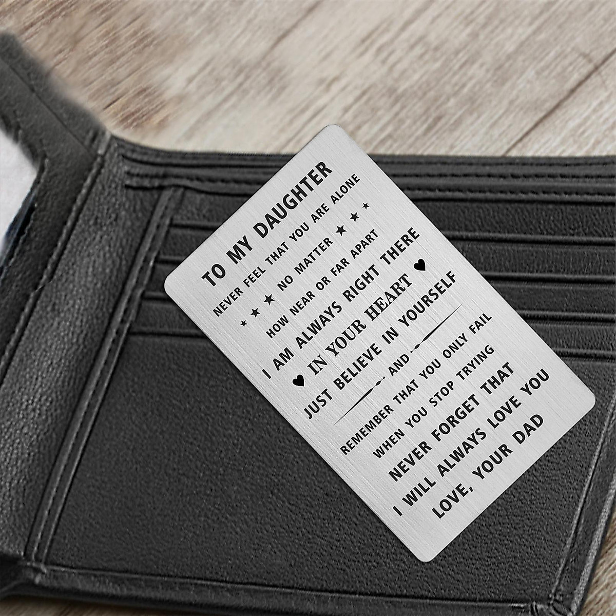 Daughter Birthday Card Gifts - I Love You Daughter from Dad - Daughter Birthday Wedding Engraved Wallet Card Gifts for Girl