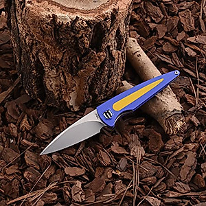 SHIELDON Colibri Pocket Knife 154CM Steel 2.91'' Blade G10 Handle Titanium Pocket Clip Folding Knife, Nested Liner Lock EDC Knife (stonewash)