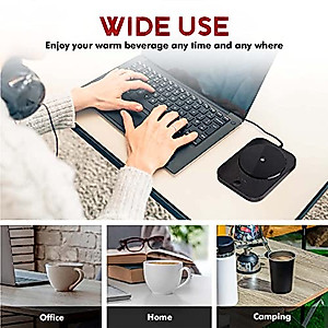 TickoLife BeverageWarmer,Coffer Warmer with 3 Temperature Settings, Portable,USB Charge,for Travel/Office Desks/Home,Black