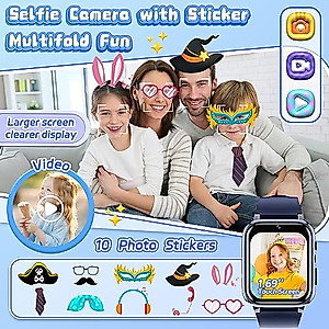 JYNZYUPO Smart Watch for Kids,1.7" Smart Watch Toys with 26 Games Camera Video Recorder Music Alarm Calculator Calendar Flashlight Stopwatch Pedometer Gift Toys for 3-12 Years Old Boys and Girls