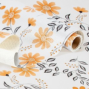 RAY STAR Shelf Liner, 12 Inch x 10 Feet Non Adhesive Daisy Floral Printed Cabinet Liner for Pantry Drawer Vanity, Strong Grip Non Slip Waterproof, Shelf Liners for Kitchen Cabinets Organization