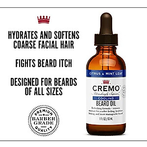 Cremo Beard Oil, Cooling Citrus & Mint Leaf, 1 fl oz - Restore Natural Moisture and Soften Your Beard To Help Relieve Beard Itch
