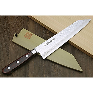 Yoshihiro VG-10 Hammered Damascus Kiritsuke Sword Tip Multipurpose Japanese Chef Knife 8.25 inch - Western Style Mahogany Handle