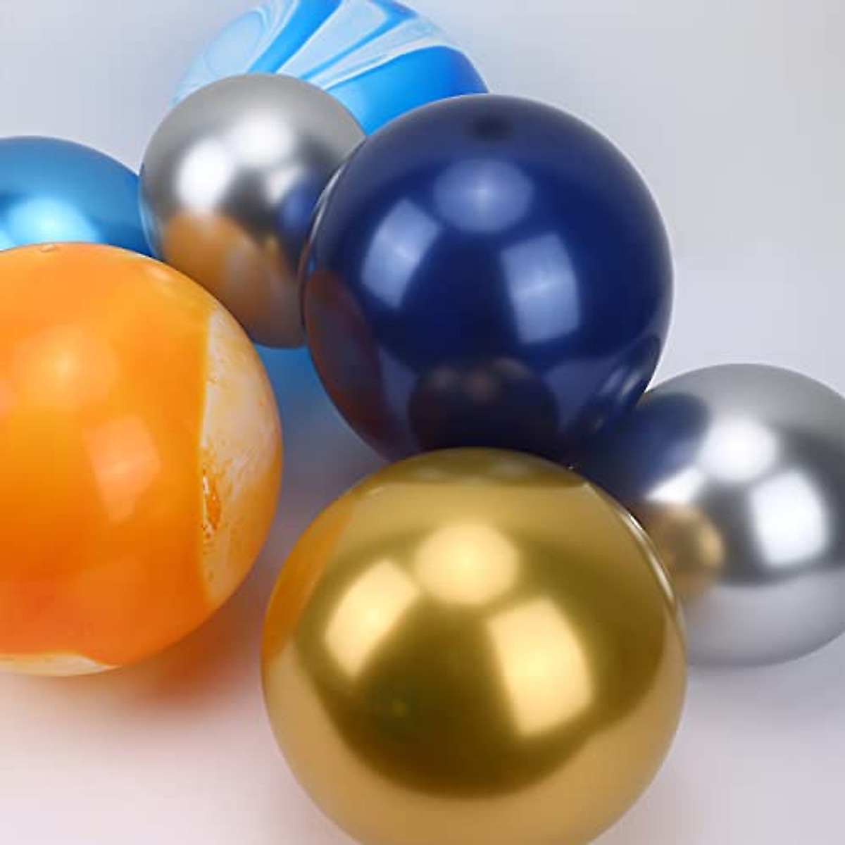 RUBFAC Space Party Decorations Balloon Garland Kit, Universe Space Planets Party Supplies UFO Rocket Astronaut Navy Blue Silver Foil Latex Balloons for Boys Kids