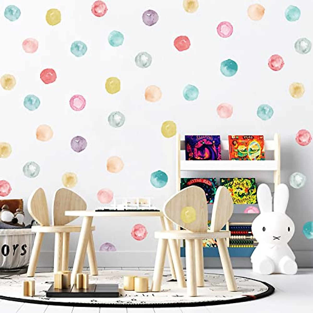 Polka Dot Wall Decals Removable Watercolor Colorful Wall Sticker for Kids Baby Girls Living Room Bedroom Playroom 60dots