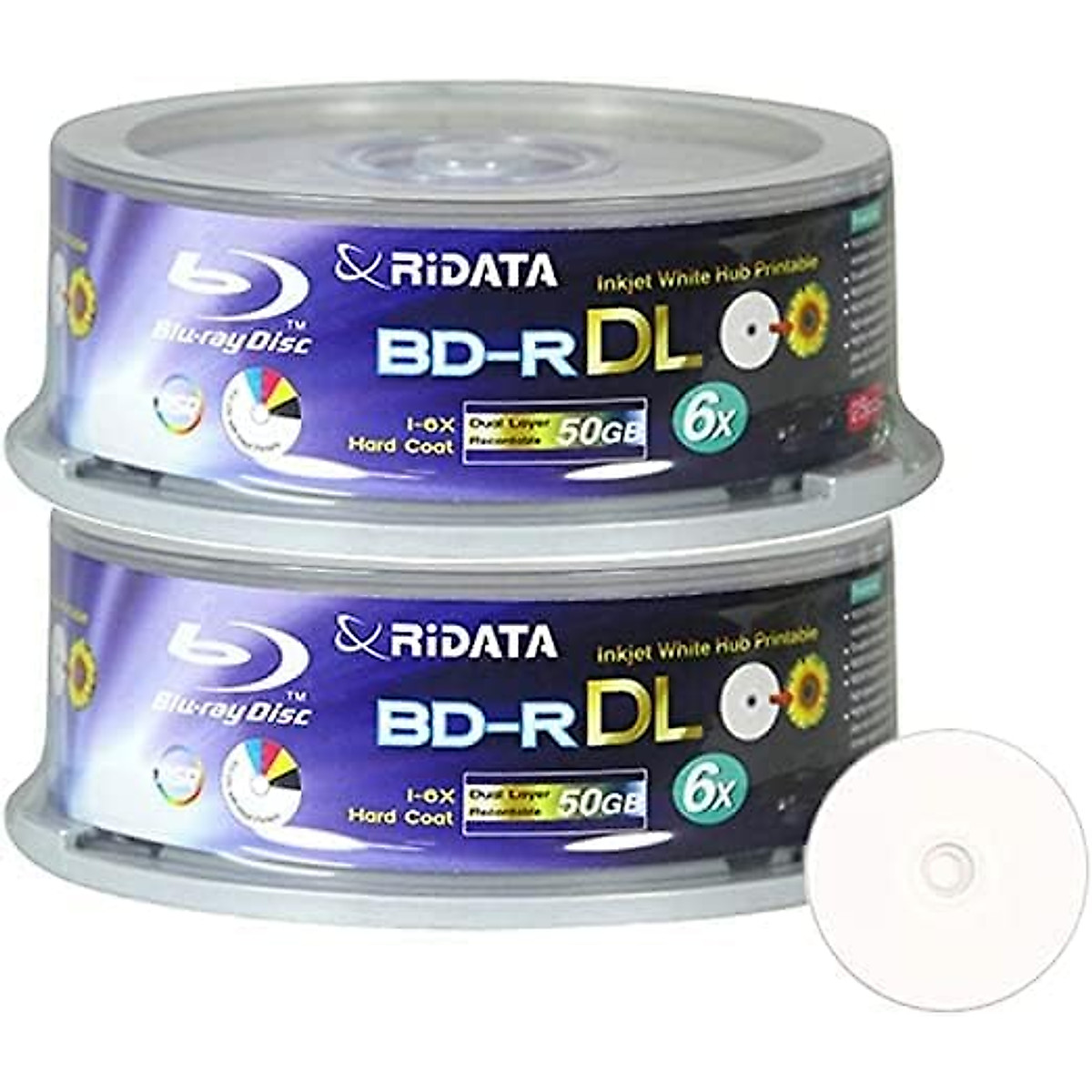 Ritek 50GB BD-R DL Dual-Layer Blu-Ray Writable Disc, 6x, 25pk