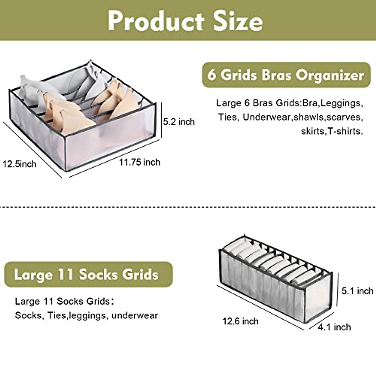 2 Pcs Wardrobe Clothes Organizer LACE INN Upgraded Drawer Wardrobe Closet Dresser Organizers for Clothing, Drawer Storage Organizer for Folding Jeans Bra Socks Underwear