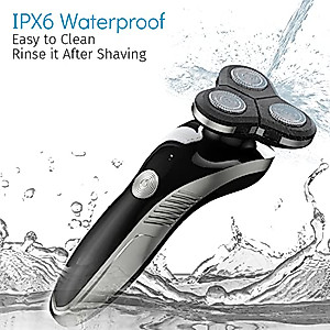 Electric Razor for Men, Mens Rotary Shavers, 4D Rechargeable Electric Shavers for Men, Wet & Dry Use, LCD Display, Child Lock, USB Ceramic Cordless Rechargeable Cordless Men's Rotary Shavers