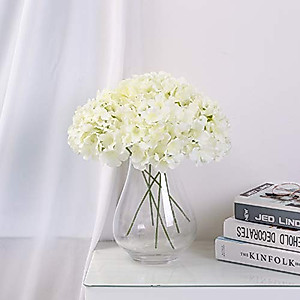 Nubry 12pcs Artificial Silk Hydrangea Flowers Heads with Stems in Bulk Fake Flowers for Wedding Bouquet Centerpieces Arch Home Decoration (Ivory)