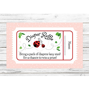 Ladybug Little Lady Diaper Raffle Baby Shower Cards - 24 count