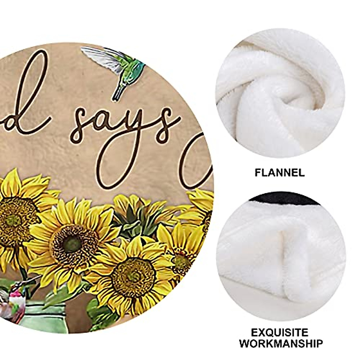 ASYOURWISH Sunflower Throw Blankets for Couch,Inspirational Quote God Says You are Hummingbird Design Cozy Luxury Rustic Farmhouse Colorful Yellow Flower Blue Purple Bottle Flannel Bed Blanket60 x50