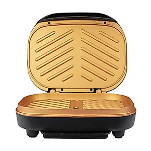 Brentwood Appliances TS606BK 2-Serving Nonstick 750-Watt Indoor Electric Copper Grill and Panini Press, One Size, Black