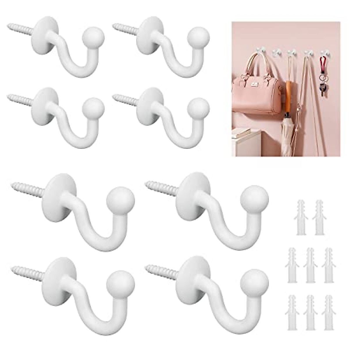 LIZIPAI Curtain Tie-Backs Hooks;Curtain Holdbacks.Wall Mounted Curtain Hooks for Window Drapery/Coat/Towel/Clothes/Hat(8PCS)