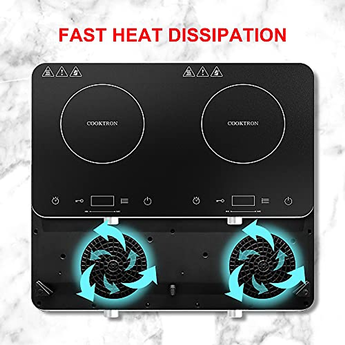 COOKTRON Double Induction Cooktop Burner, 1800w 2 burner Induction Cooker Cooktop, 10 Temperature 9 Power Settings Portable Electric Countertop Burner Touch Stove with Child Safety Lock & Timer