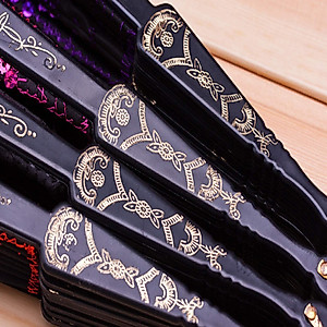 IADZ Folding Fan,Decorative Fan Peacock Pattern Folding Hand Held Fan Embroidered Sequin Party Wedding PromDecorative Fans