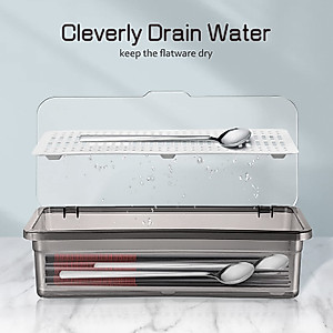 DOITOOL 3Pcs Flatware Tray with Lid Kitchen Cutlery and Utensil Drawer Organizer Silverware Countertop Storage Container (Black)