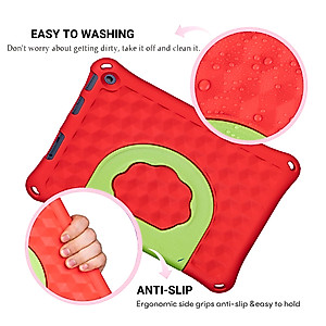 Oqddqo 10 in Tablet Case for Kids(2021 Release 11th Generation), iPad Light Weight Anti Slip Shockproof Kids Friendly Case for 10 inch Tablet(Red)