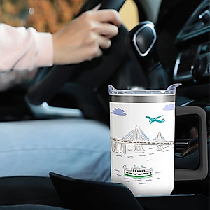 Vehcimbev City Themed Tumbler - 40oz With Hanld Stainless Steel Travel Coffee Mug with Leak Proof Lid - Hot/Cold Drinks,Perfect Charleston Souvenir Gift (Charleston)