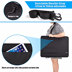 Art Portfolio Bag, IMAGE 23.6 in *17.7 in *3.14 in Black Art Carrying Storage Case, Waterproof Drawing board Bag with Shoulder Strap and Hidden Buckle for Artwork, Sketching and Drawing