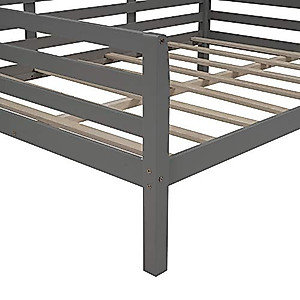 LXBB Wooden Full Size Daybed with Clean Lines,Multi-Functional Sofa Bed Frame with Wood Slat Support for Kids Teens Girls Boys, Bedroom Guest Room,No Spring Box Needed (Full, Gray), Grey