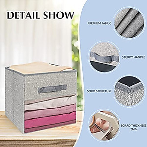 WWW 11 Inch Fabric Cube Organizer, 2 Packs Foldable Cube Storage Bins Basket, Closet Organizers Box, Home Organizers with Window and Handle for Shelves, Closet, Kallax, Office (Grey)