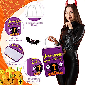 Trandraft 48 Pieces Christian Halloween Paper Bags Bulk Jesus Halloween Treat Bags with Handle Religious Halloween Paper Goodie Bags Small Candy Bags for Halloween Party Decor Gift